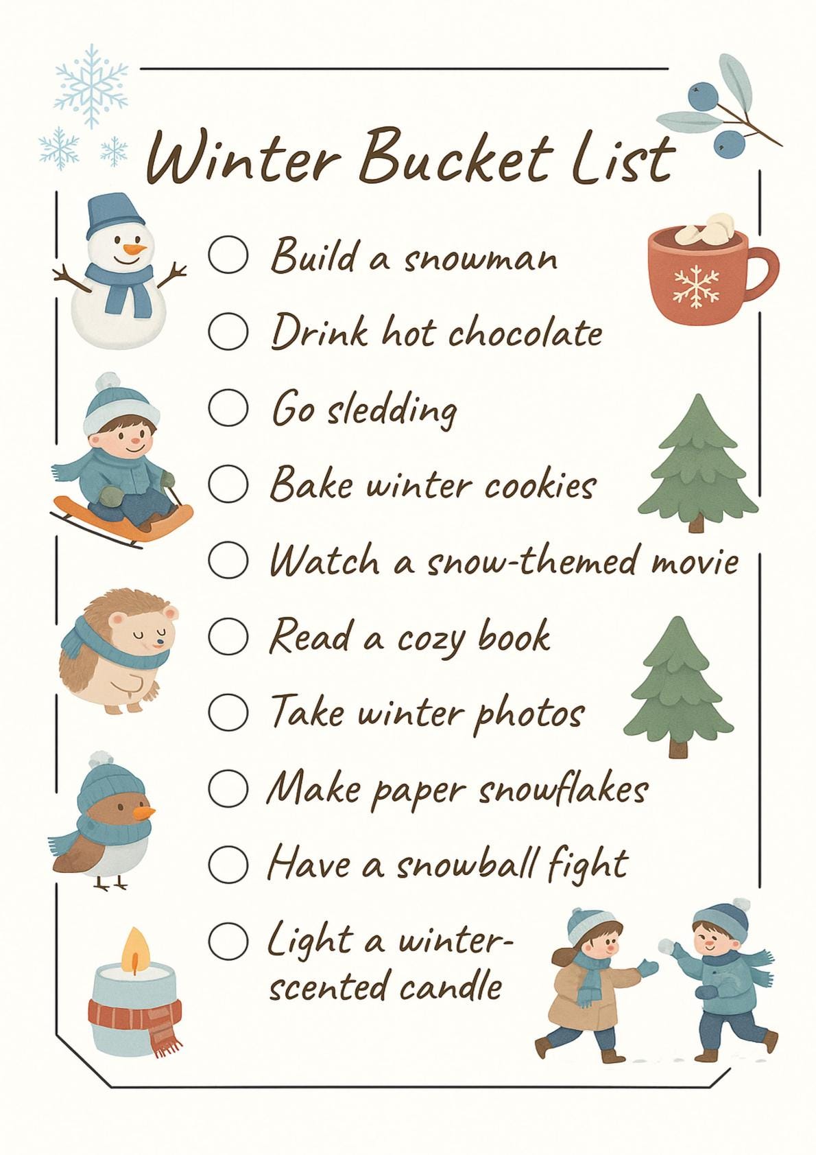 Winter Bucket List Printable – Cozy Family Activities | A4 PDF & PNG ...