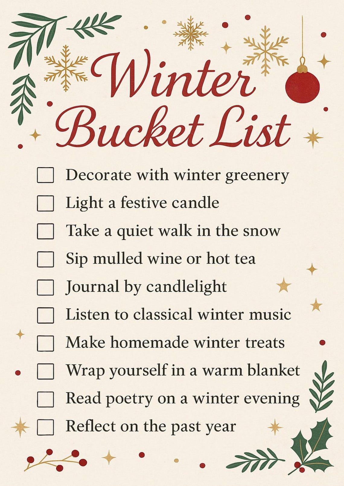 Winter Bucket List Printable – Cozy Family Activities | A4 PDF & PNG ...