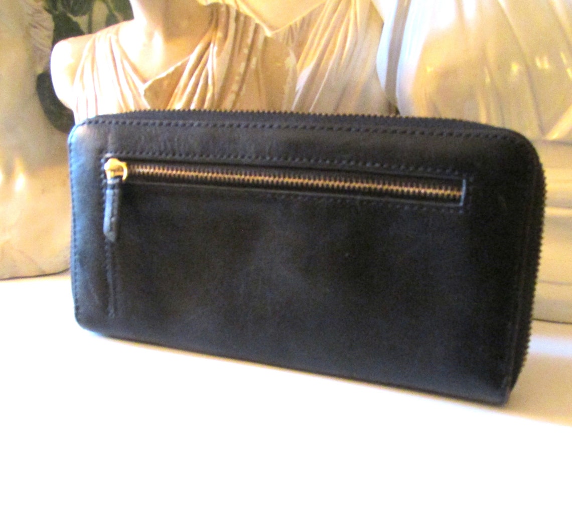 Vintage FOSSIL Wallet, Zip Around Leather Wallet, Ladies Stipe Wallet ...