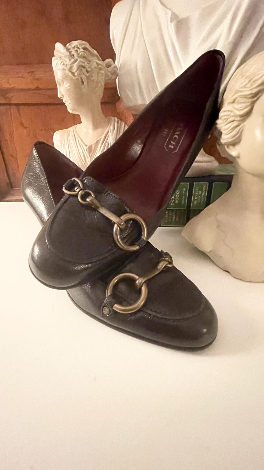 Vintage COACH Italian Black Leather Pumps, "abbey" Classic Work Shoes ...