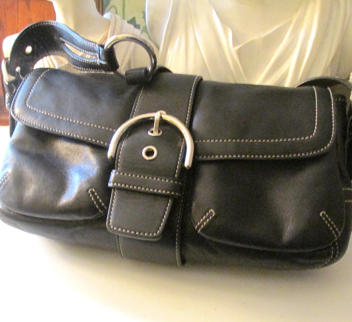 Vintage COACH hampton Black Leather Shoulder Bag, Soho Bag - Etsy