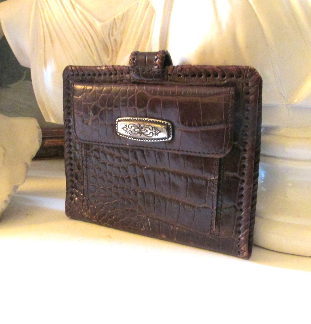 Vintage BRIGHTON Leather Wallet, Brighton Brown Moc Croc Bifold Wallet ...
