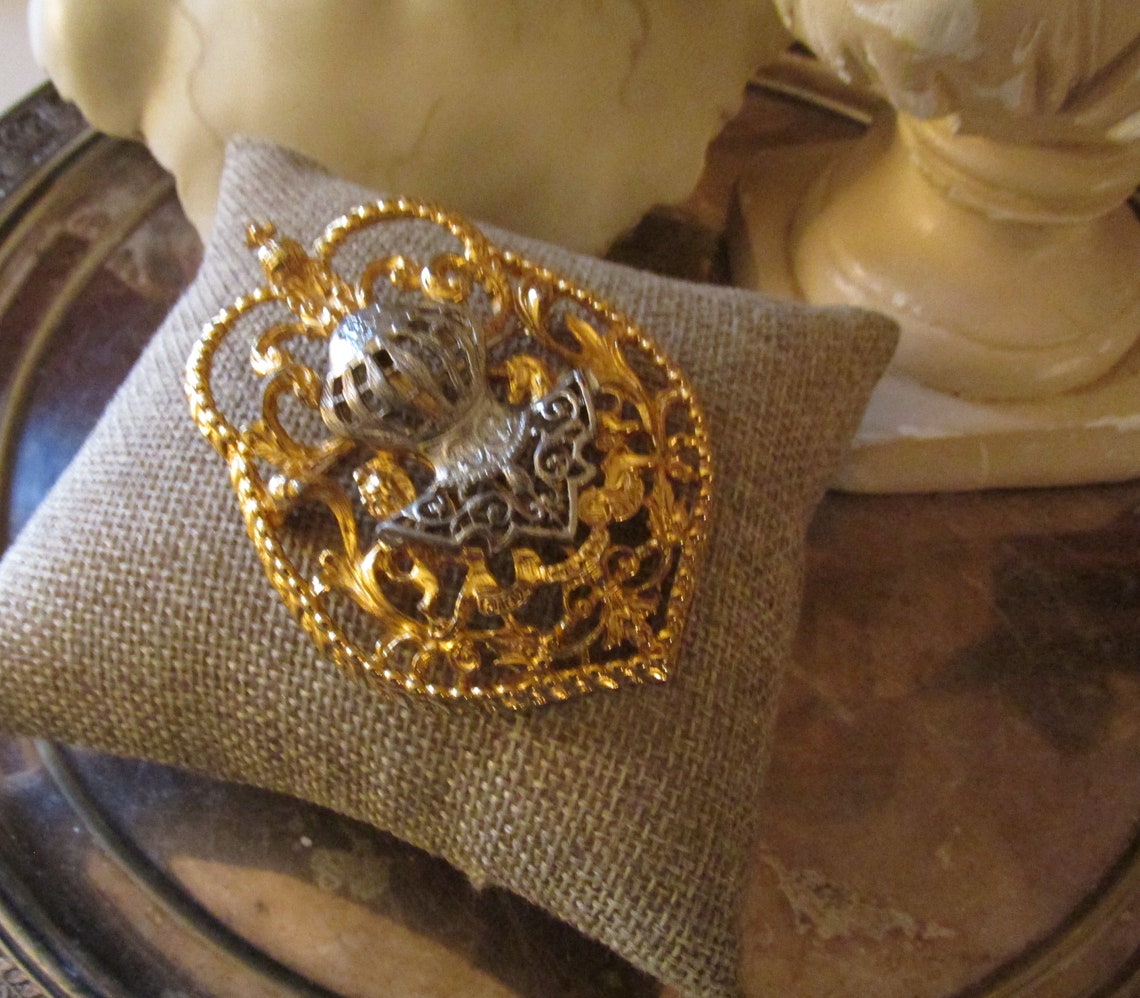 Signed ART Heraldic Shield Brooch Royal Crest Coat of Arms | Etsy