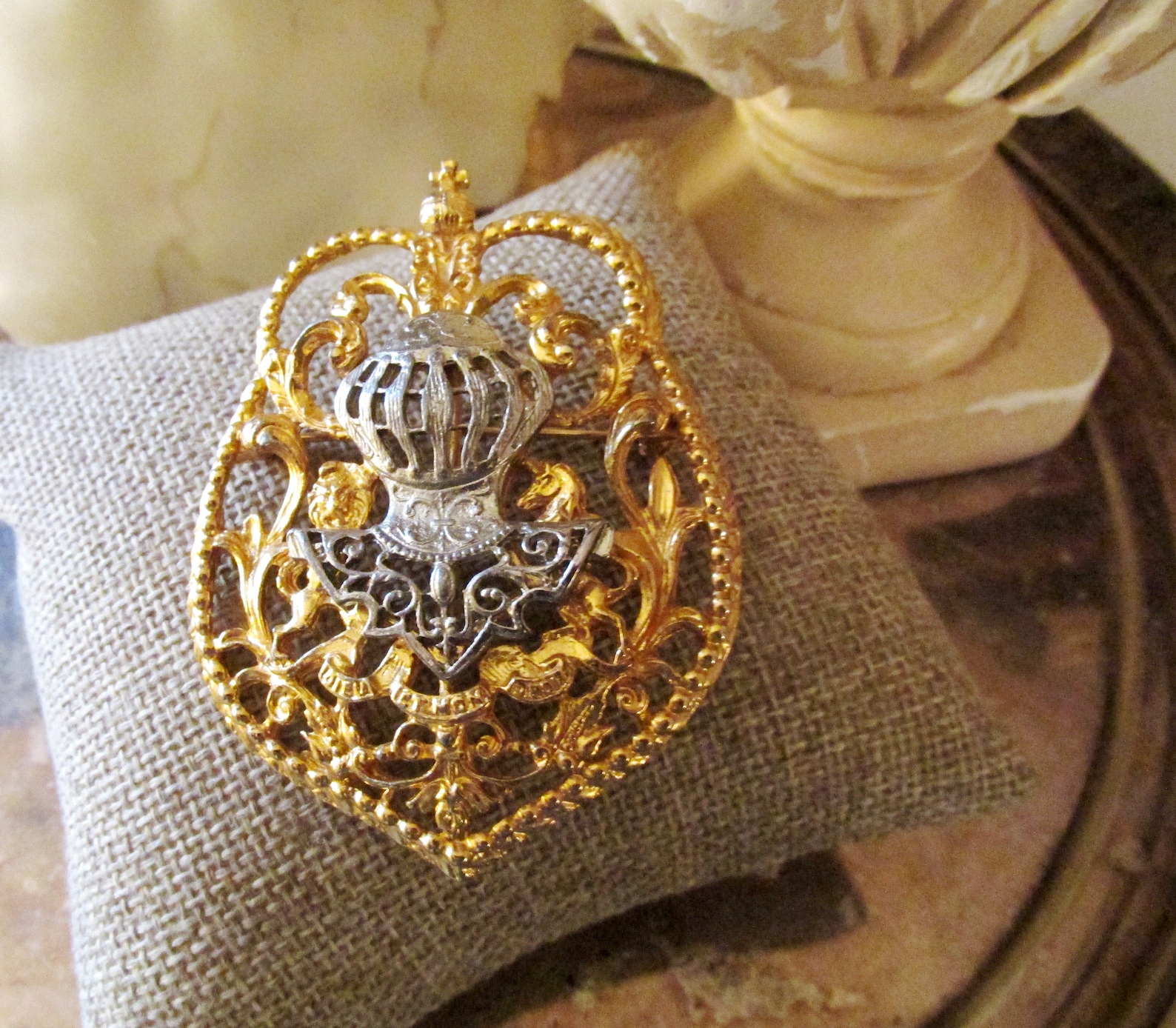 Signed ART Heraldic Shield Brooch Royal Crest Coat of Arms | Etsy