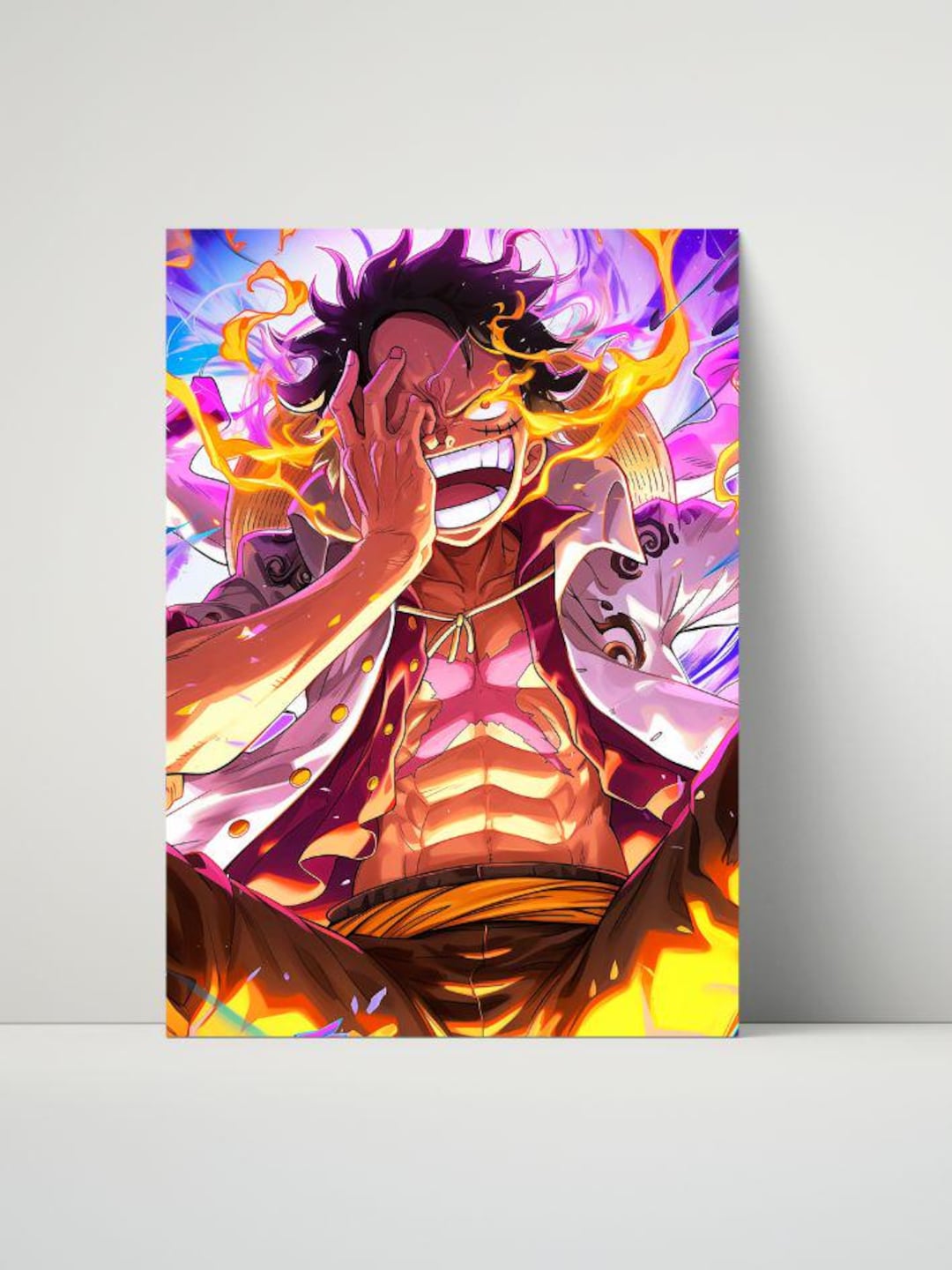 One Piece Gear 5 Luffy Laughing Flame Aura – Glossy 8x10 Metal Print - Etsy