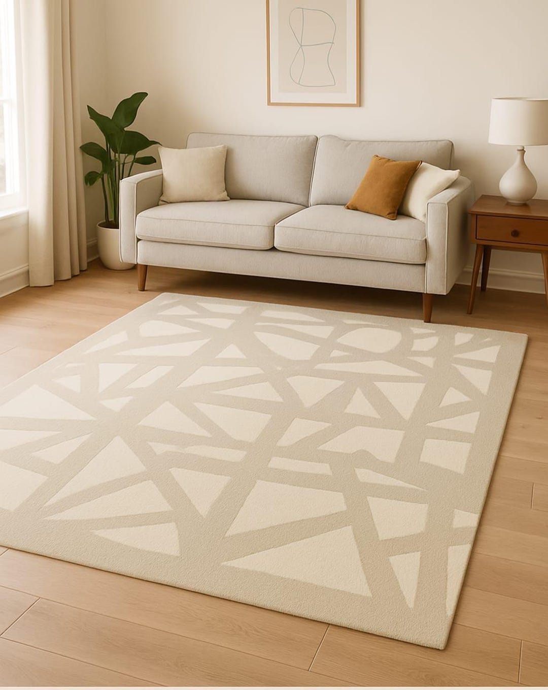 Neutral Geometric Rug for Living Room 5x7 Modern Abstract Area Rug 6x8 ...