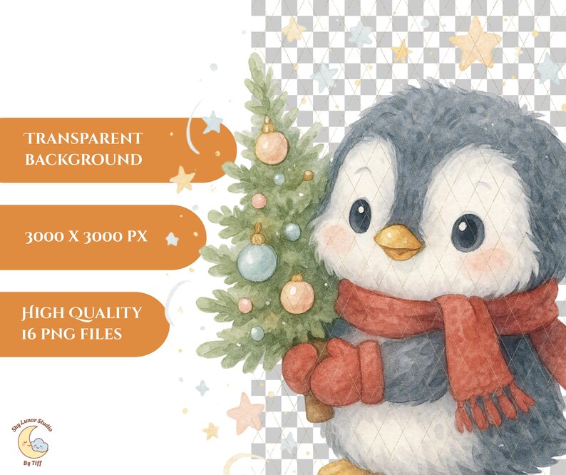 Penguin Clipart Bundle | Cute Christmas Winter PNG Set, Holiday Penguin ...