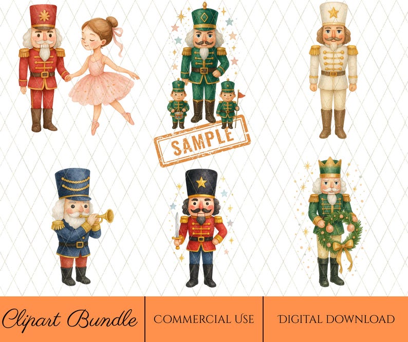Nutcracker Clipart | Christmas PNG Bundle, Watercolor Nutcracker ...