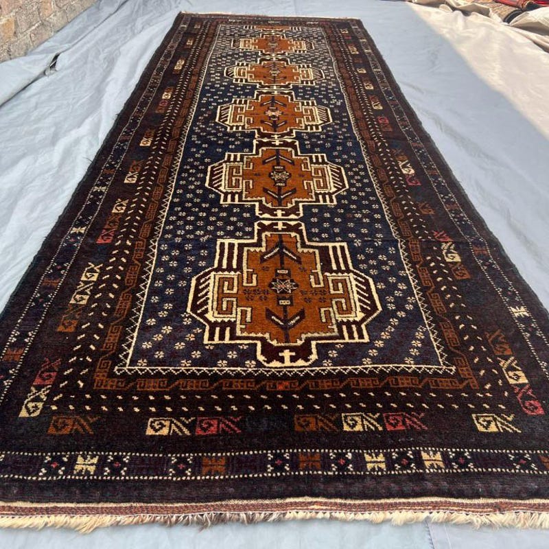 32 Ft Runner Blue Afghan - Etsy UK