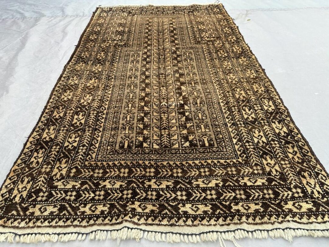 Vintage Afghan Baluchi Rug 2'8x4'8, Handwoven Wool Prayer Mat ...
