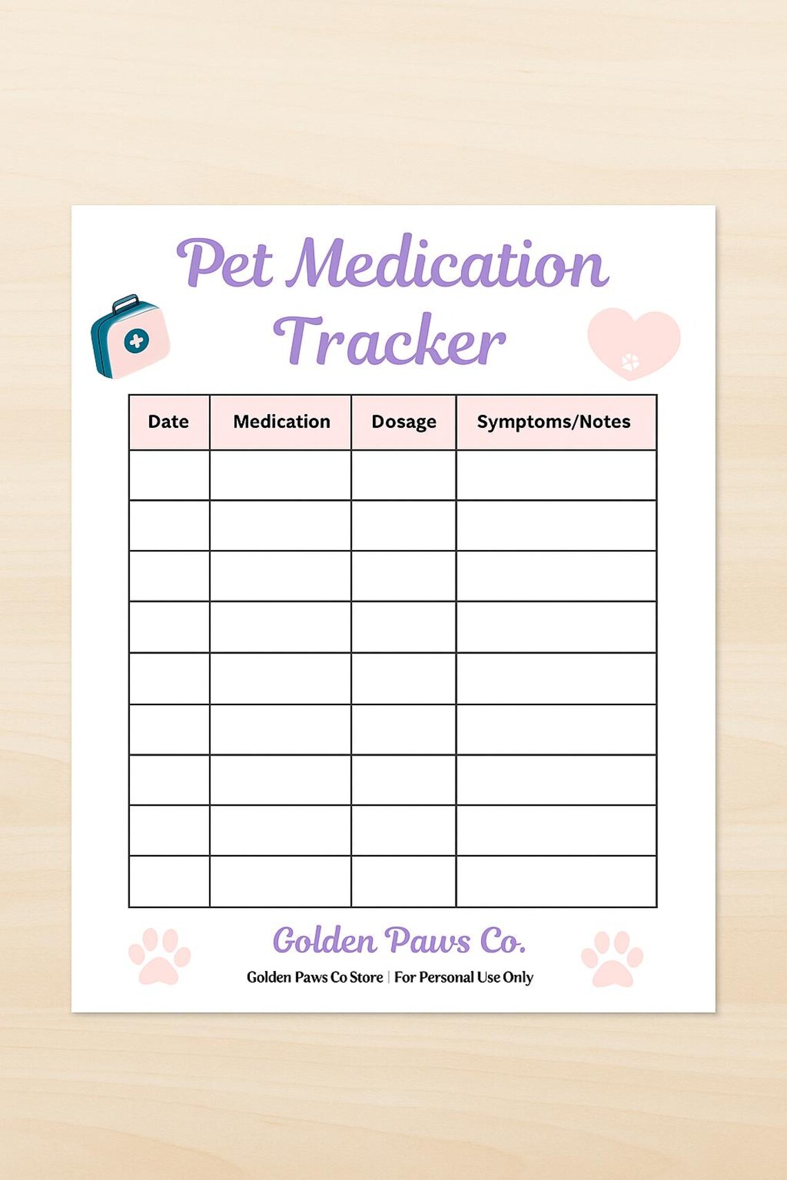 Pet Medication Tracker | Printable Dog Medication Log | Instant ...