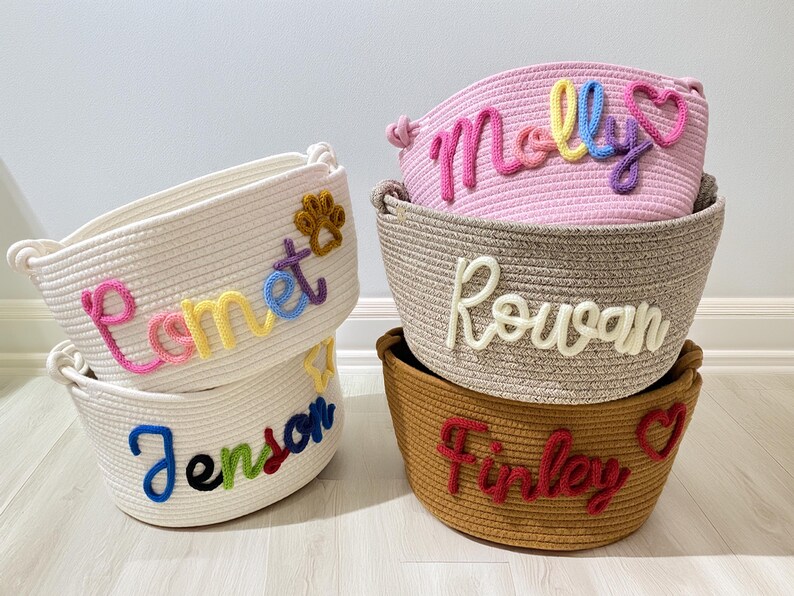 Personalized Handmade Toy Organizer Basket - Cotton Rope/easter Basket ...