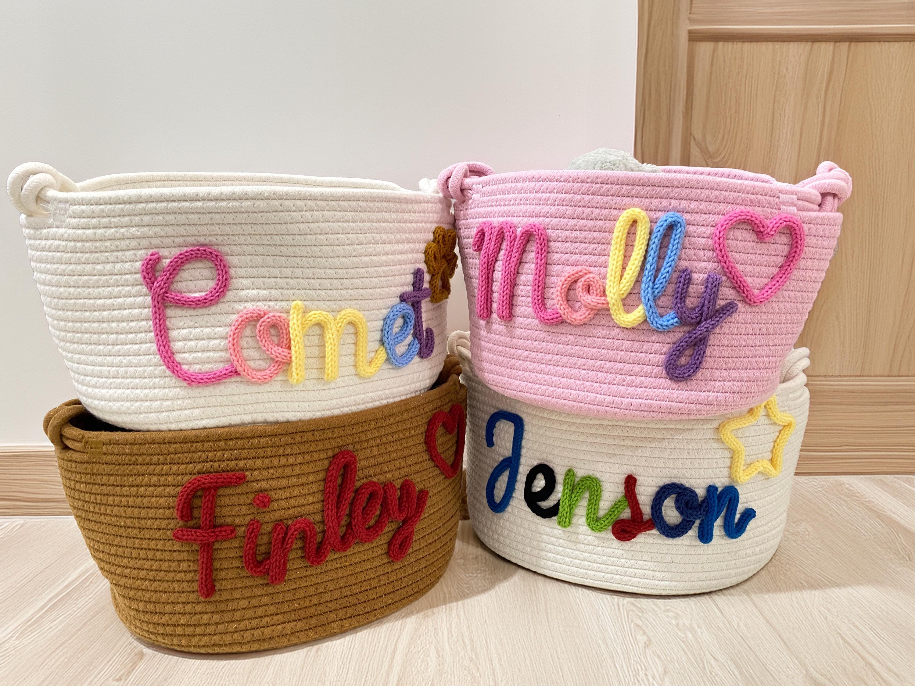 Personalized Handmade Toy Organizer Basket - Cotton Rope/easter Basket ...