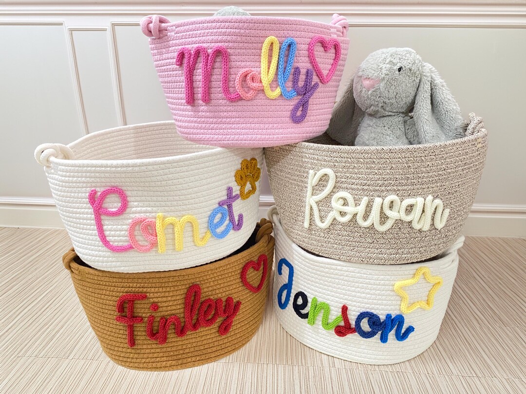 Personalized Handmade Toy Organizer Basket - Cotton Rope/easter Basket ...