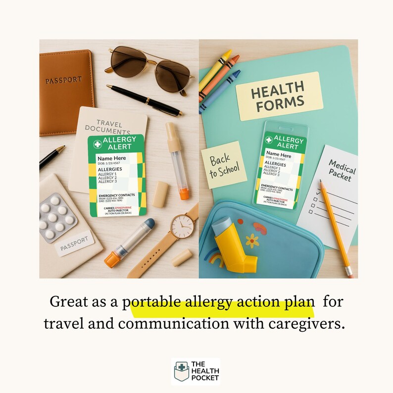 Colorful Allergy Alert Card for Children – Editable Emergency Info Tag ...