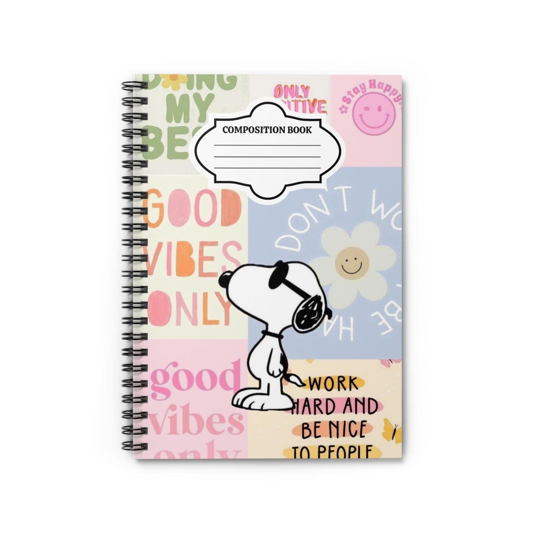 Snoopy Spiral Notebook: Positive Vibes Journal, School Stationery Gift ...