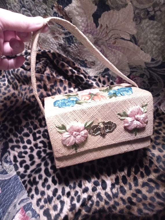 1960s Straw Flower Box Bag - Gem