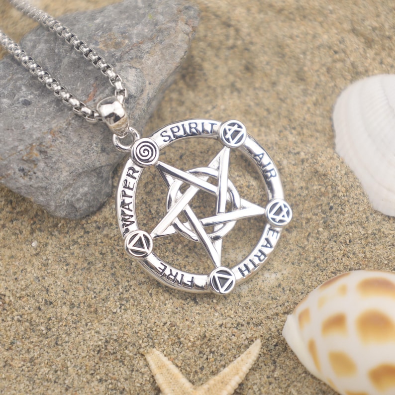 Pentagram Necklace – 925 Sterling Silver Celtic Knot Pentacle Pendant ...
