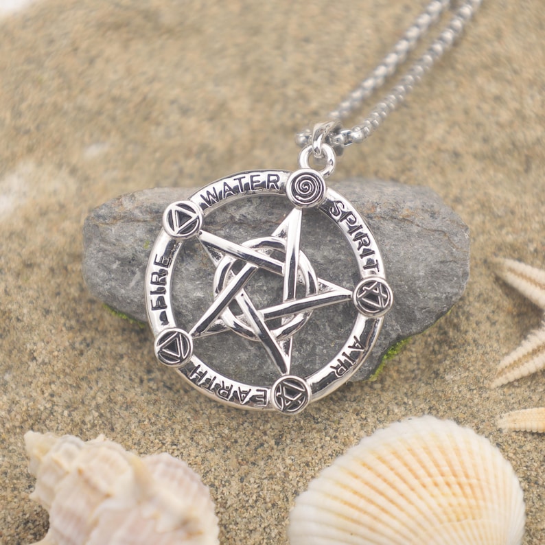 Pentagram Necklace – 925 Sterling Silver Celtic Knot Pentacle Pendant ...