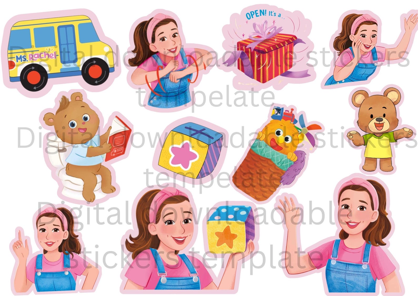 Ms. Rachel Cartoon Clipart: DIY Party Decor Printable (instant Download ...