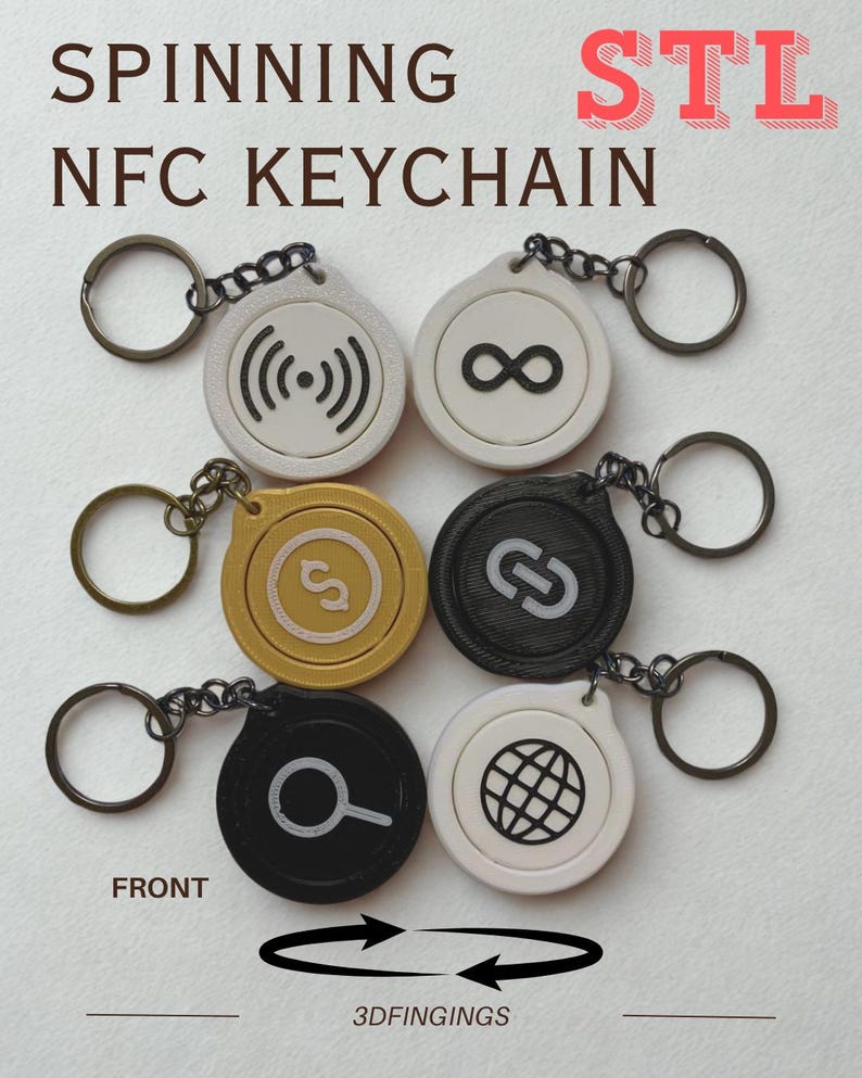 NFC Spinning Keychain Set for 3D Printing | STL File Only - Etsy