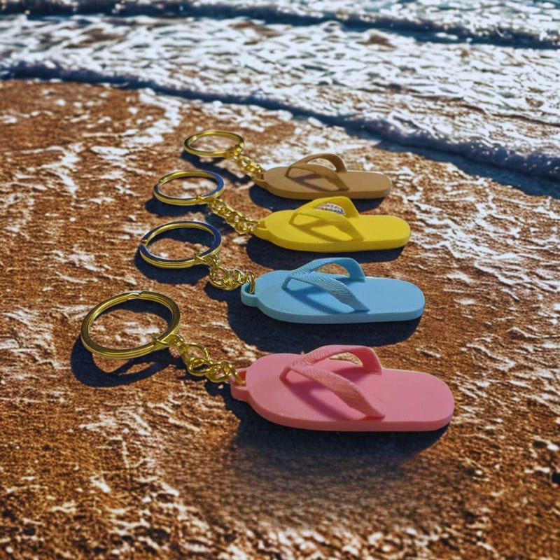 Green Flip Flop Sandal Keychain Beach Keychain - Etsy New Zealand