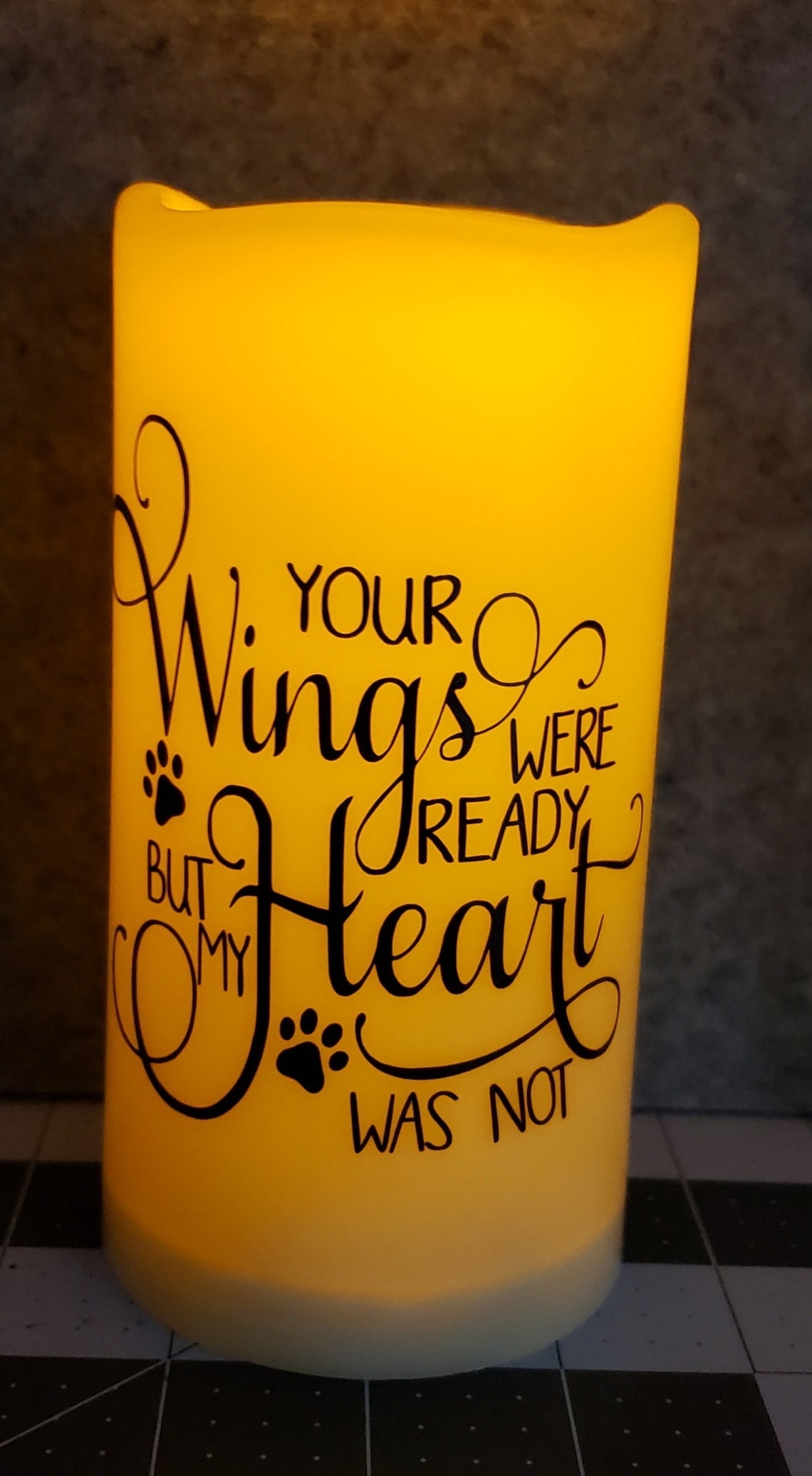 Pet Dog Angel Pawprint Memorial Custom Flameless Battery Operated LED ...