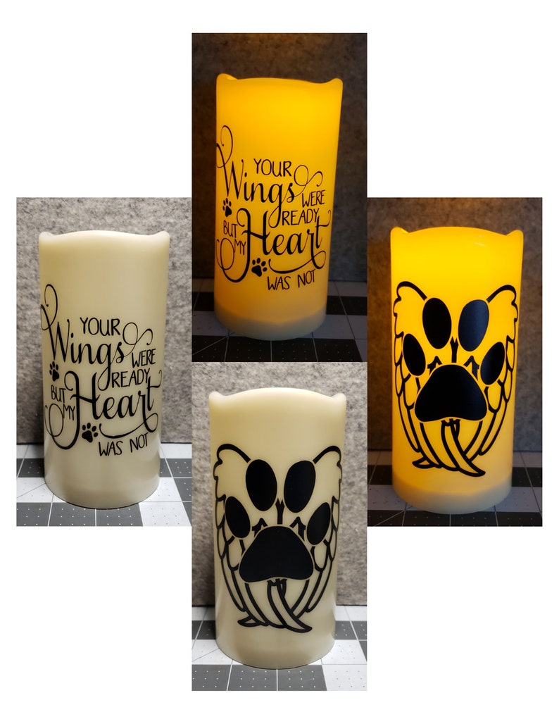 Pet Dog Angel Pawprint Memorial Custom Flameless Battery Operated LED ...