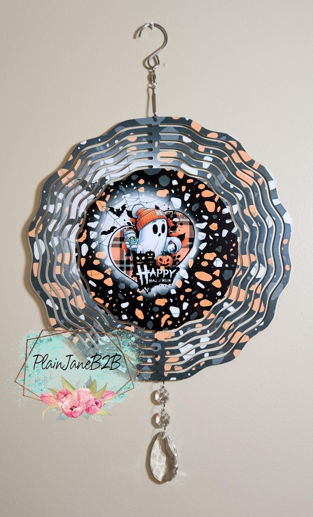 Happy Halloween Ghost Wind Spinner 10 in Housewarming Gift Yard Art ...