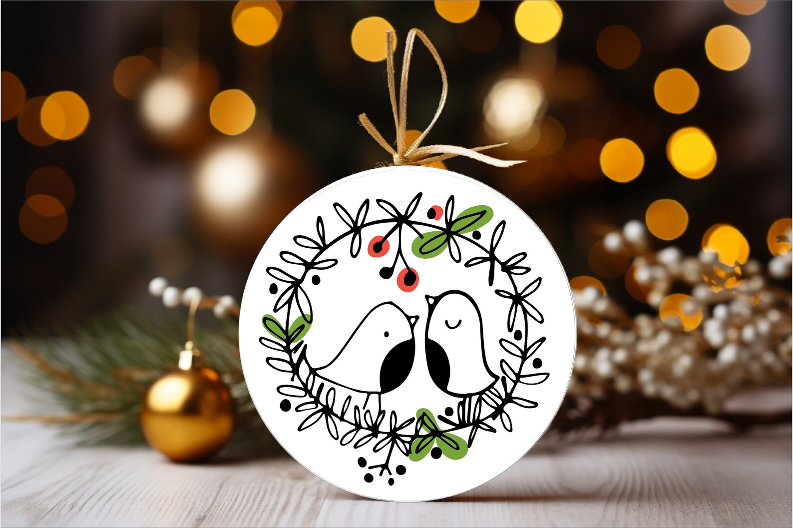 Two Turtle Doves Ornament Ceramic or MDF Customizable Personalized 3 ...