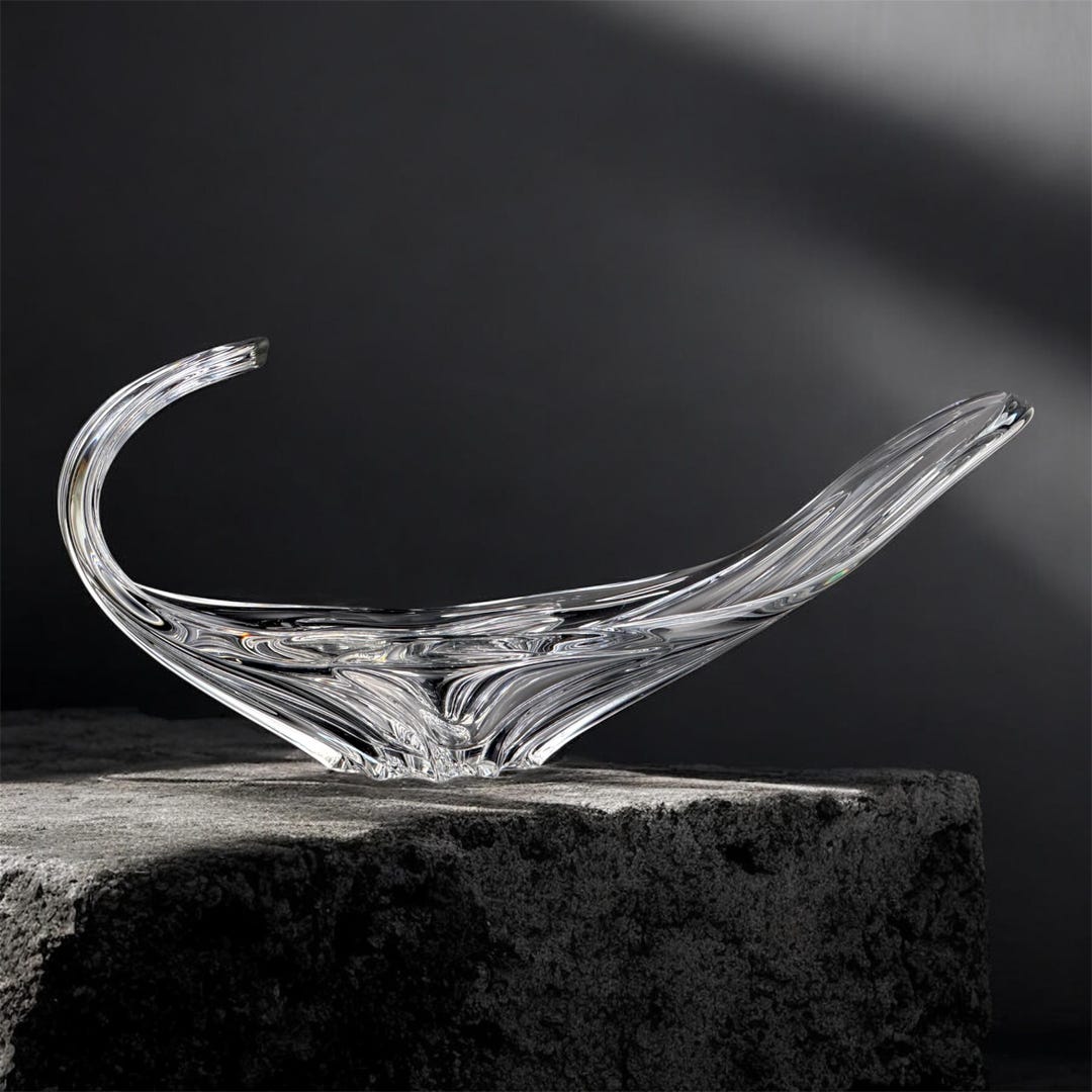 1970s Bayel Crystal Freeform Art Glass Centerpiece, France, 22in - Etsy