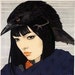 Juniper With a Black Raven Perched on Her Head, Colour Art Print ...
