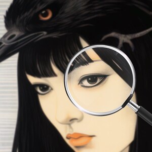 Juniper With a Black Raven Perched on Her Head, Colour Art Print ...