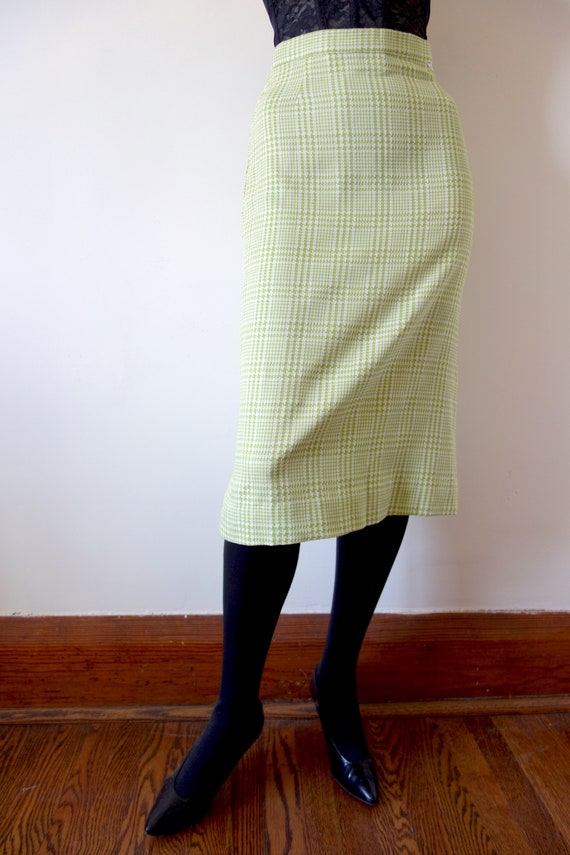 1950s Plaid Pencil Skirt | NOS vintage houndstooth ch… - Gem