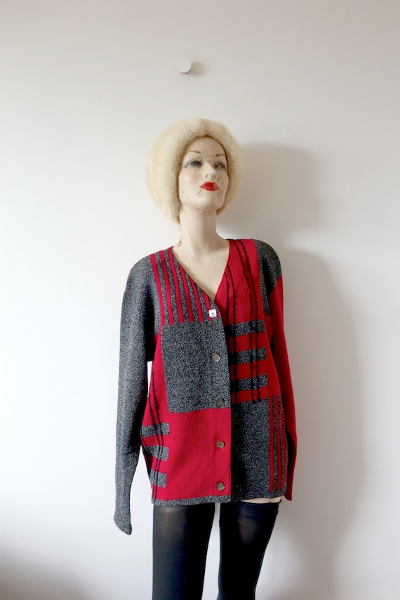 Vintage 80s colorblock cardigan - Gem