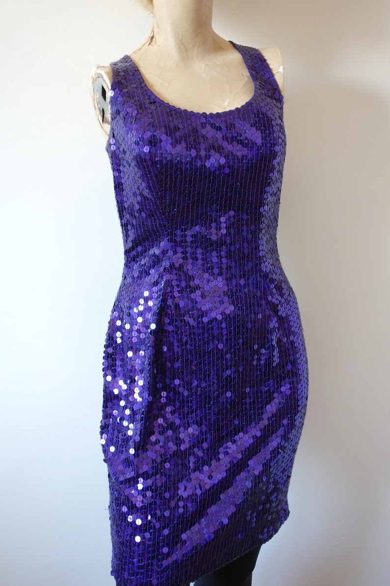 Vintage Purple Sequin Party Dress - Cocktail Mini Dress - Etsy