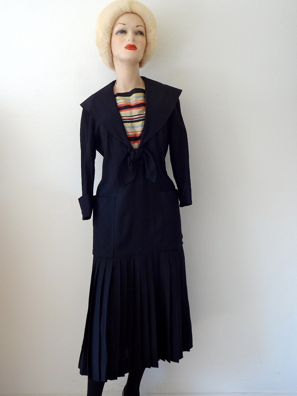 Vintage 1950s Dress / 1920s Style Middy / Mid-century Sailor | Etsy