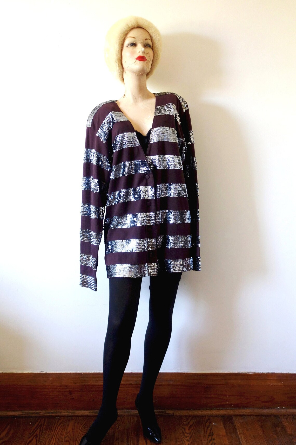 Gene Ewing Sequin Cardigan 1980s Glam Designer Vintage - Etsy