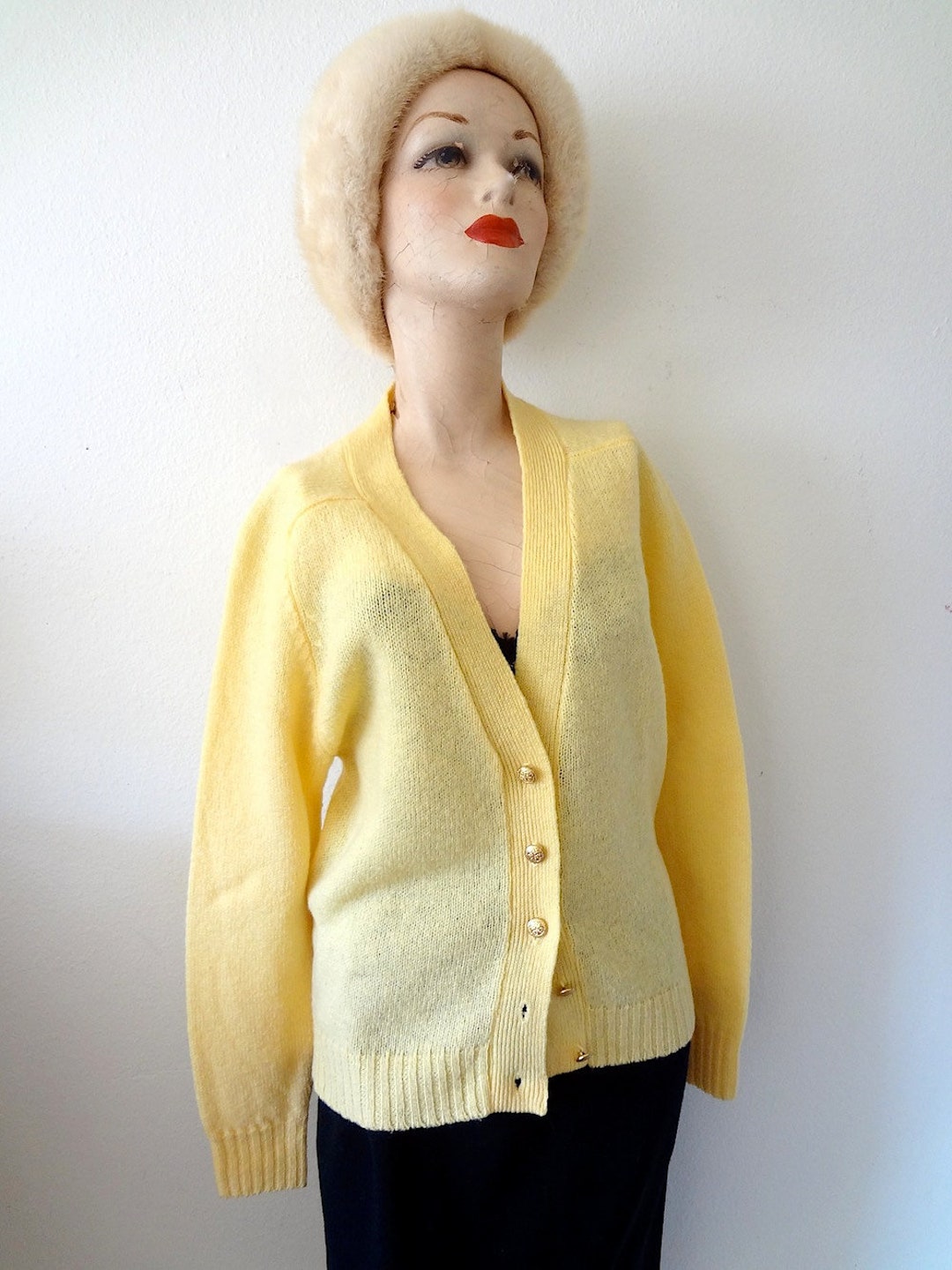 1960s Pendleton Wool Sweater - Vintage Limoncello Knit V-neck Cardigan ...