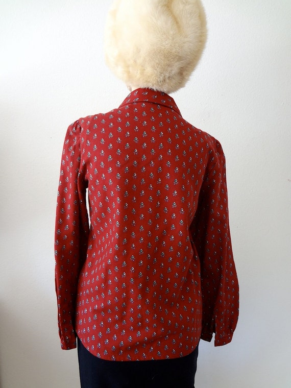 1970s Jaeger Floral Print Blouse / button front cotto… - Gem