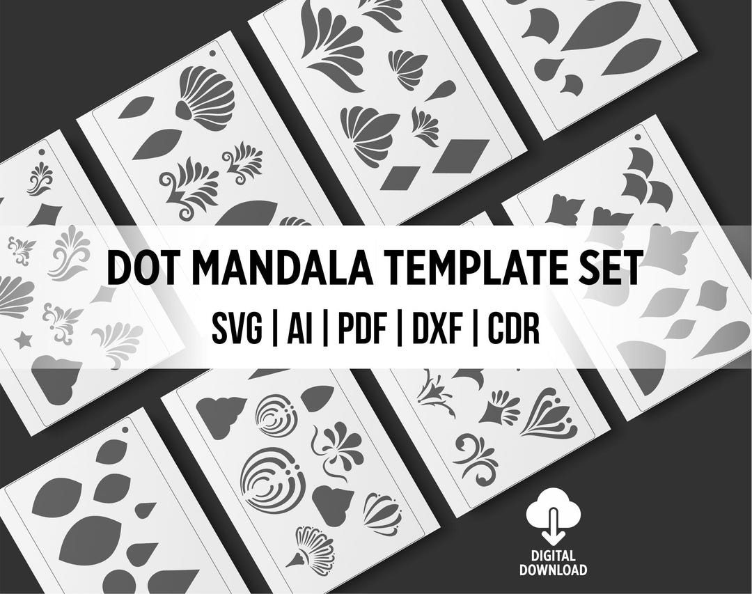 Dot Mandala Template Bundle Laser Cut Digital Download File, Svg and ...