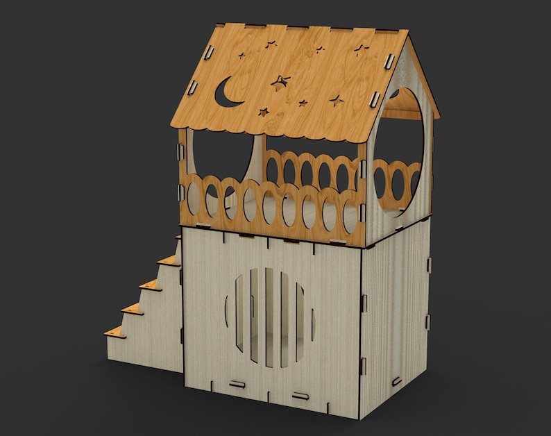Cat House Svg and Dxf Files for Laser Cut, Two-story Cat, Rabbit and ...