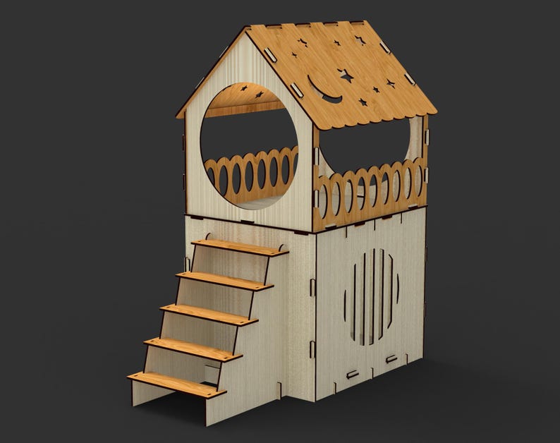 Cat House Svg and Dxf Files for Laser Cut, Two-story Cat, Rabbit and ...