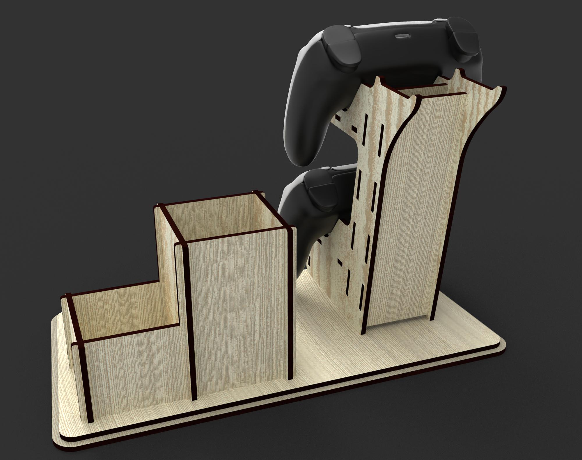 Dual Controller and Remote Desk Stand With Headphone Holder Svg and Dxf ...