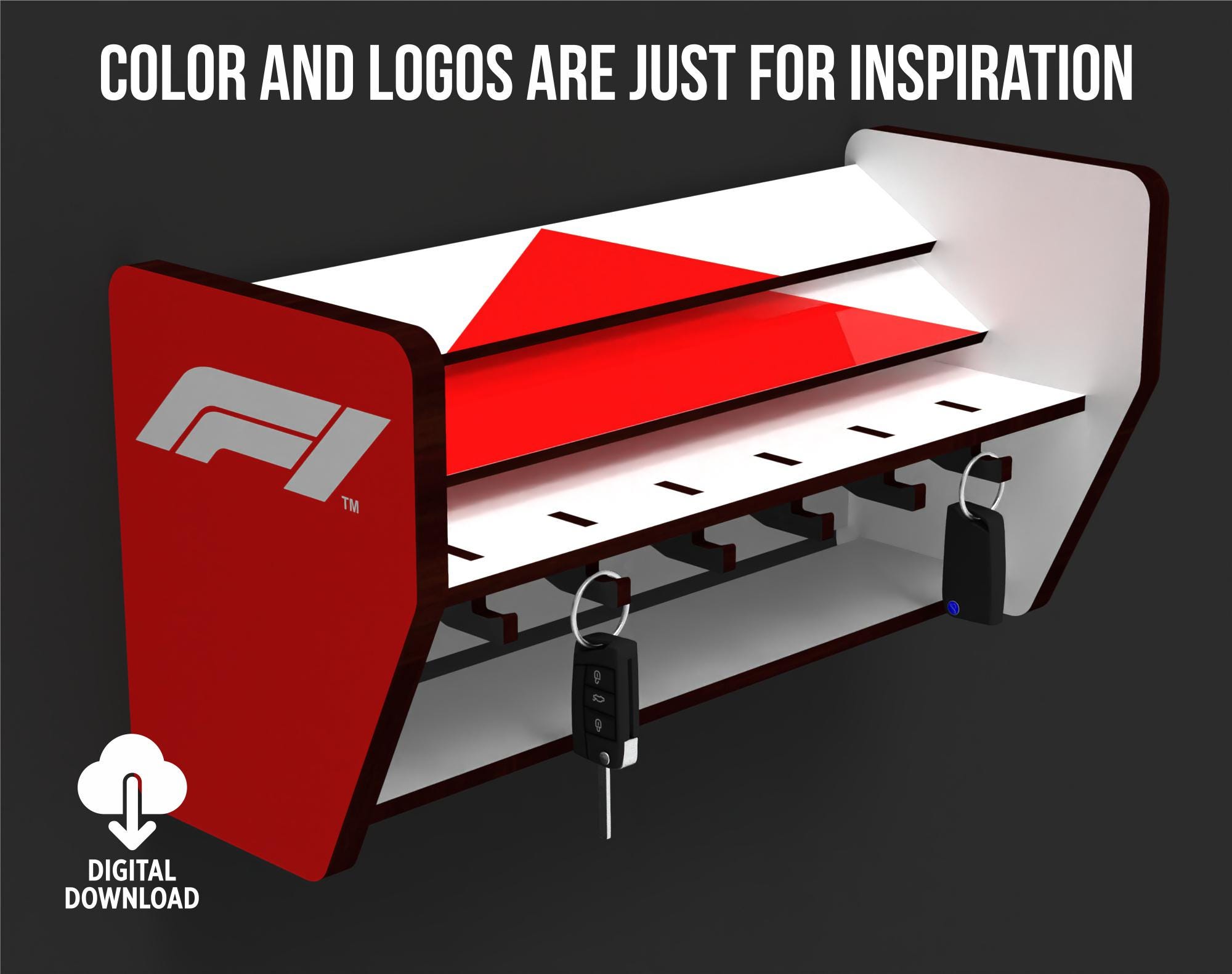 F1 Spoiler Wing Designed Wall Key Holder Svg and Dxf Files for Laser ...