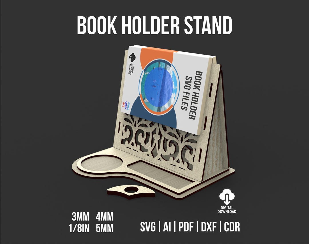 Book Holder Stand Svg and Dxf Files for Laser Cut - Etsy