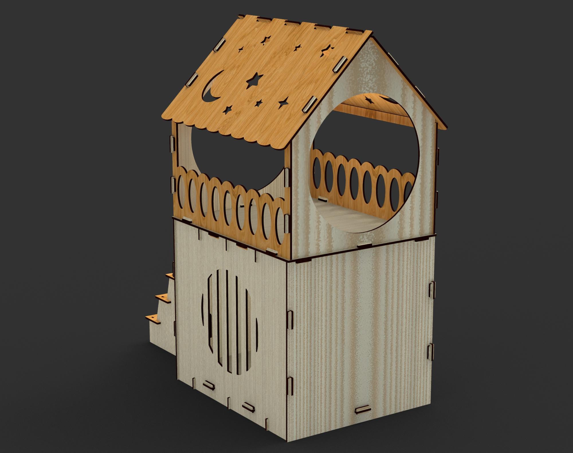 Cat House Svg and Dxf Files for Laser Cut, Two-story Cat, Rabbit and ...