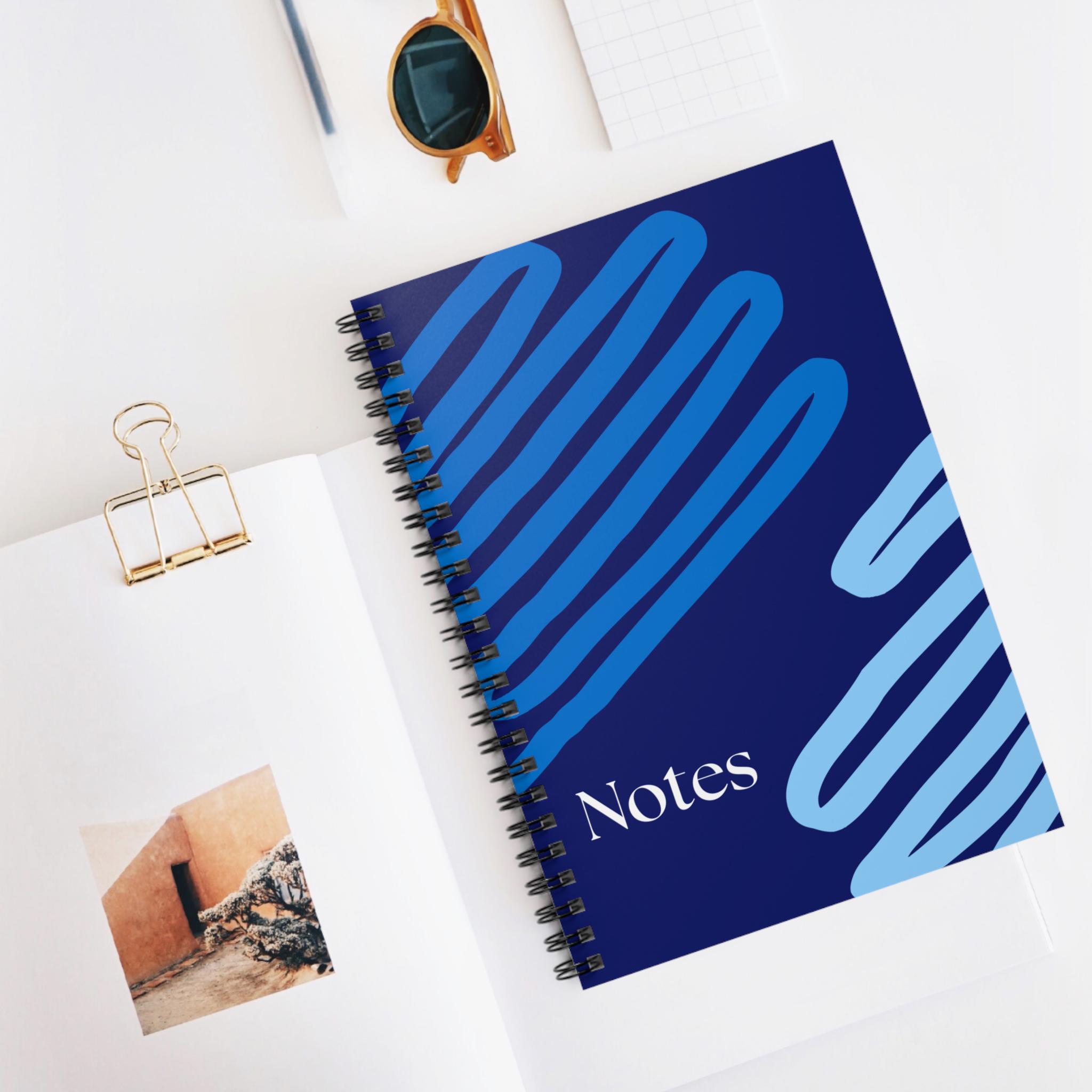Blue Spiral Notebook Minimalist Design Aesthetic Journal Ruled Pages ...