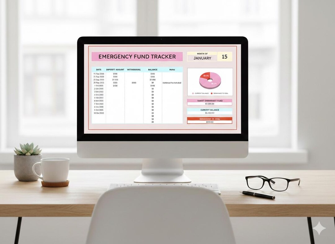 Emergency Fund Tracker Editable Google Sheets Savings Planner Budget ...