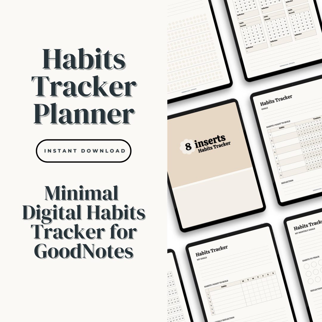 Habit Tracker Printable Digital Planner for Daily Habit Building ...